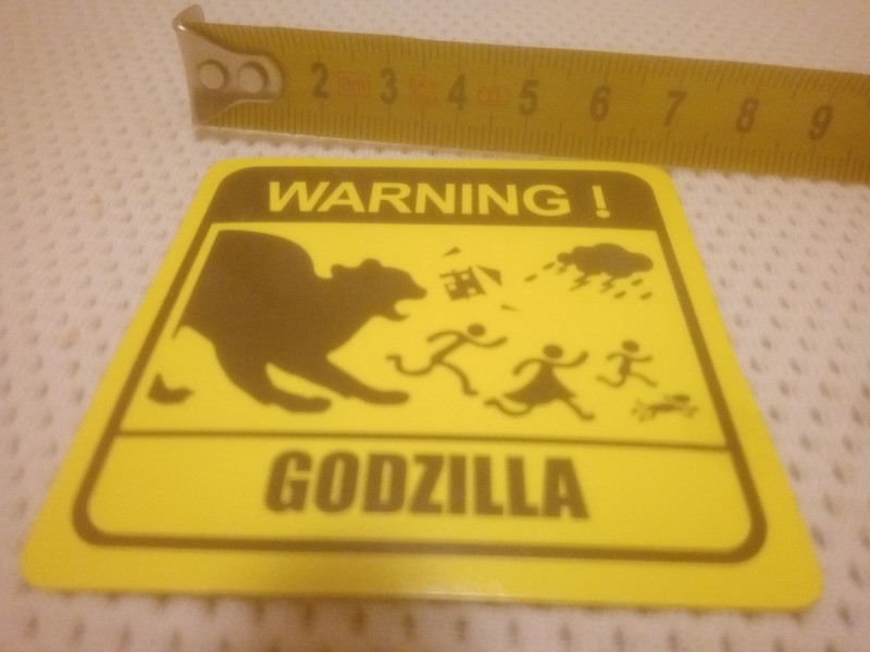 VODOOTPORNA NALEPNICA-`WARNING-GODZILLA`-6,5