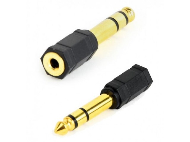 A-6.35M-3.5F Gembird 6.35mm stereo plug to 3.5mm stereo socket CAGP23930BK
