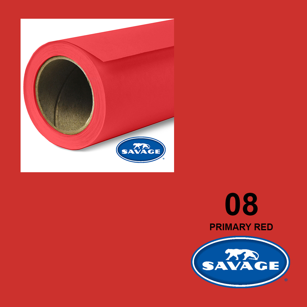 Savage Primary Red 08 2.75x11m papirna pozadina, Made in USA