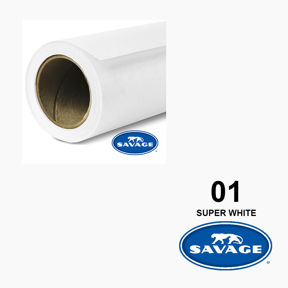 Savage Super White 01 1.35x11m papirna pozadina, Made in USA