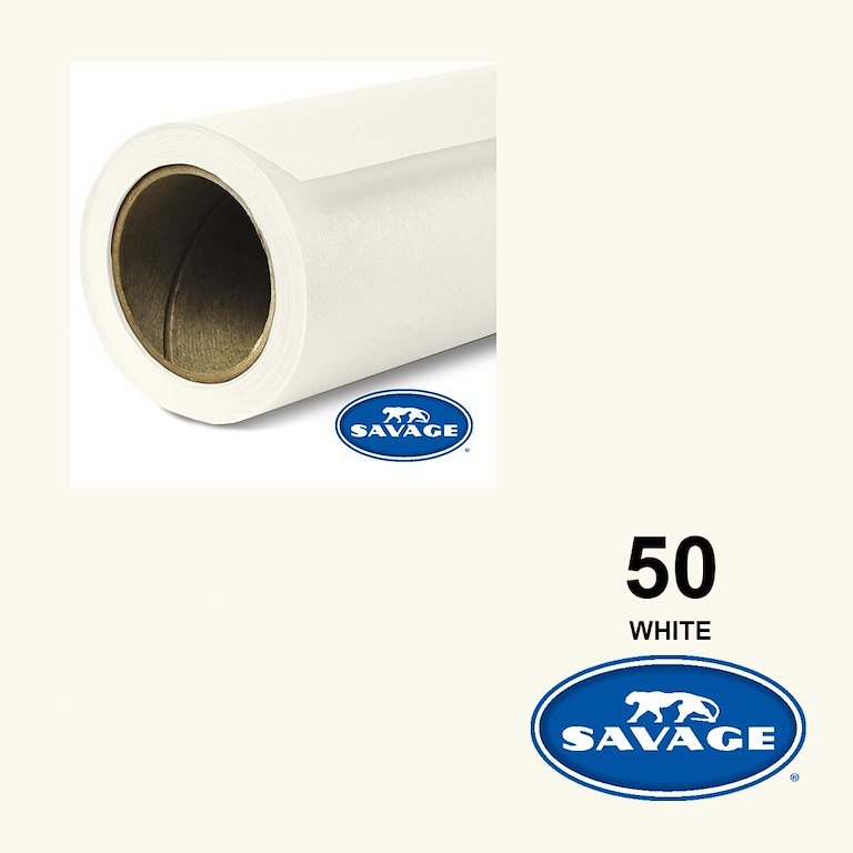 Savage White 50 2.75x11m papirna pozadina, Made in USA