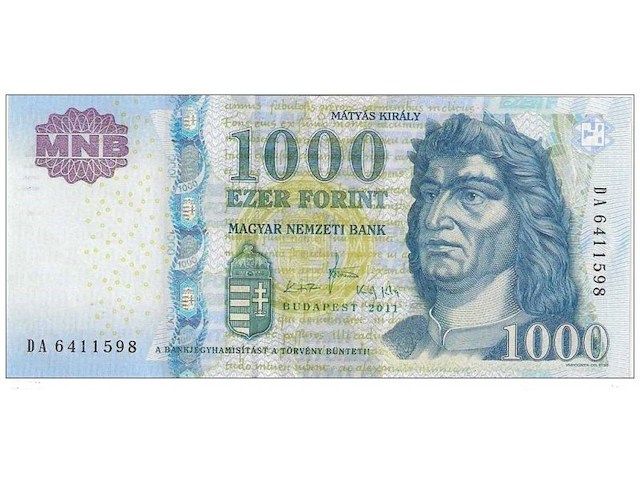 Madjarska 1000 forint 2011. UNC