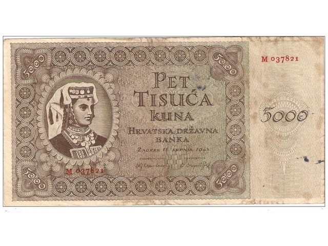 NDH HRVATSKA 5000 kuna 1943.
