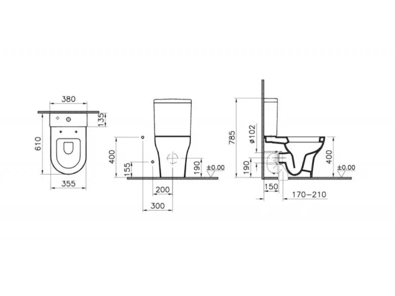 VITRA MONOBLOK ZENTRUM SA DUROPLAST SOFT CLOSE WC DASKOM VARIOM ZV011