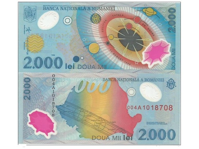 Romania 2000 lei 1999. UNC Polymer