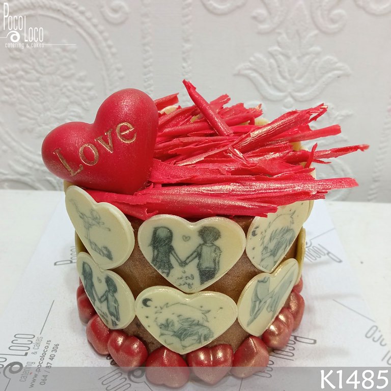 Torta K1485 sa ljubavnim motivima