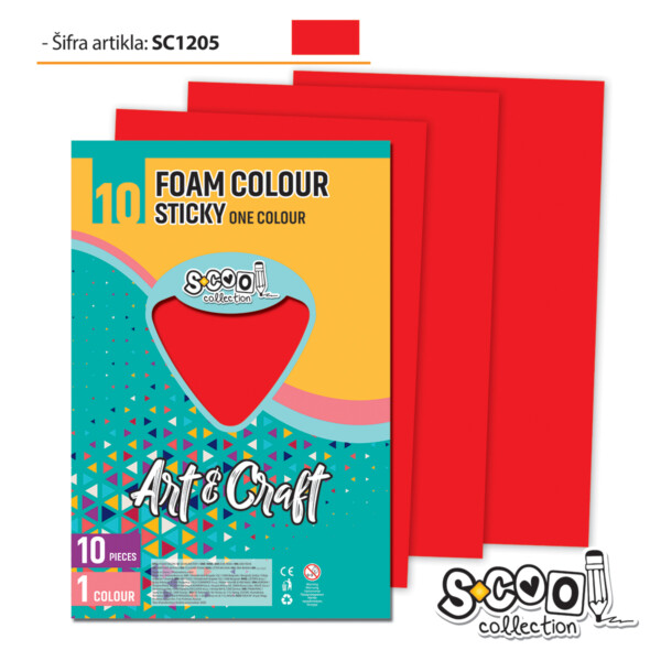 Art&Craft Eva foam classic sticky A4 SC1205 red