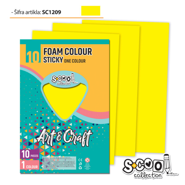 Art&Craft Eva foam classic sticky A4 SC1209 yellow