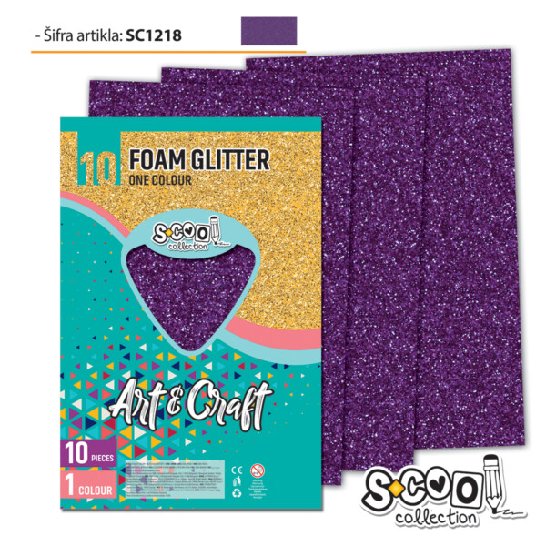 Art&Craft Eva foam glitter A4 SC1218 violet
