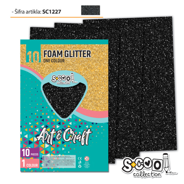 Art&Craft Eva foam glitter A4 SC1227 grey