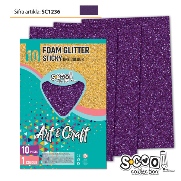 Art&Craft Eva foam glitter sticky A4 SC1236 violet