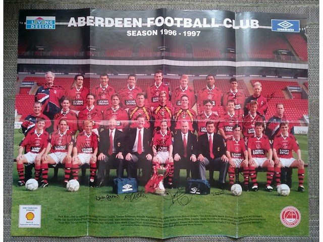 Poster FK Aberdin (Aberdeen F.C.) 1996/1997. (potpisan)