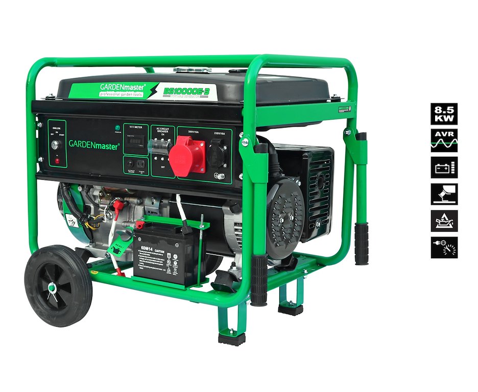 GardenMaster benzinski agregat BS10000E-3, 8.5kW, 1x380V, 1x230V