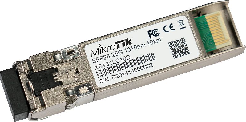 MikroTik XS+31LC10D fiber optički 25G (SFP28) / 10G (SFP+) / 1.25G (SFP) modul singlemode do 10km, 25GBase-LR / 10GBase-LR / 1000Base‑LX10, LC konektori