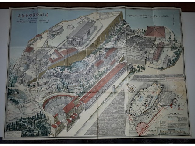 Akropolj u Atini - velika mapa 1976 retko