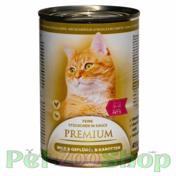 Konzerva za mačke My Happy Pets Cat Divljač, Živina i Šargarepa 415g