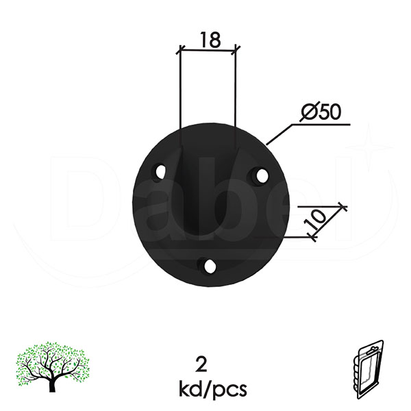 Nosač šipke NS1 Crna 18/10/fi50mm
