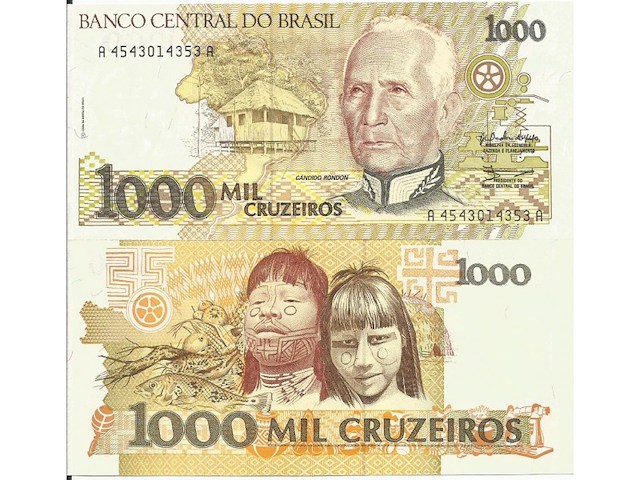 Brazil 1000 cruzeiros 1990. UNC
