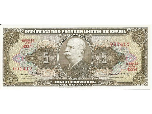 Brazil 5 cruzeiros 1964. UNC