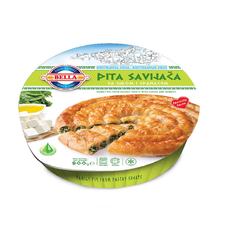 Bella pita savijača sa sirom i spanaćem 800g bella