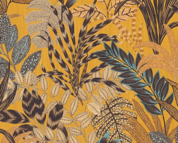 Livingwalls Wallpaper «Floral, Brown, Coloured, Yellow» 378601