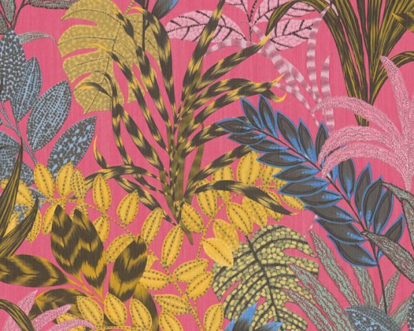 Livingwalls Wallpaper «Floral, Coloured, Pink, Yellow» 378602