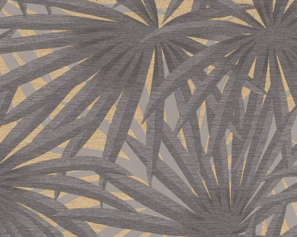 Livingwalls Wallpaper «Floral, Grey, Metallic» 378611