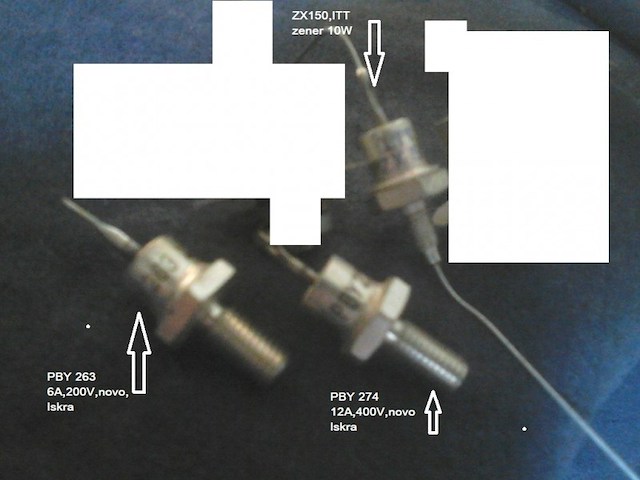 Dioda 6A 12A 150A- iskra, ITT zener 150V BYV,S,W