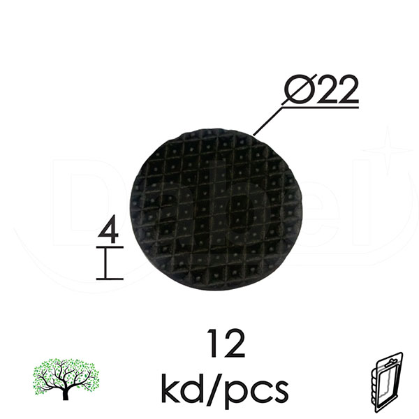 Podloška samol. za nameštaj FK02 Crna fi22mm (12kom)