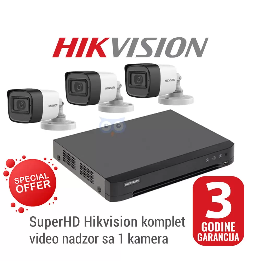 ULTRA Full HD Hikvision komplet video nadzor sa 3 kamere