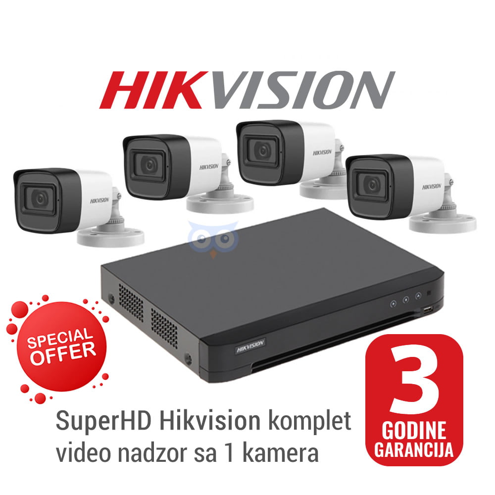 ULTRA Full HD Hikvision komplet video nadzor sa 4 kamere