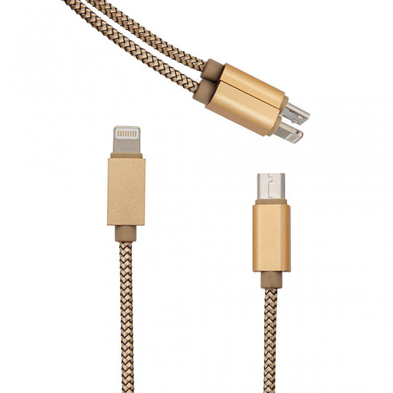 Data kabal LDNIO LC86 za iPhone 5/iPhone 6/6S/micro USB zlatni 1m
