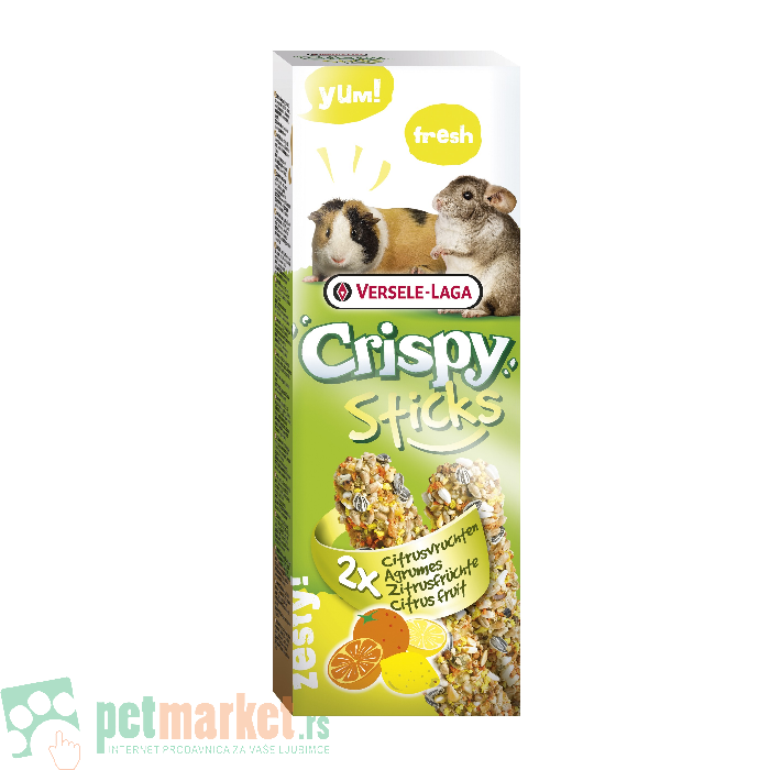 Crispy: Poslastica za morske prasiće i činčile Citrus Sticks, 110 gr