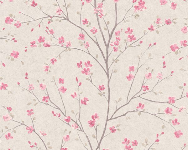 Livingwalls Wallpaper «Floral, Brown, Pink, White» 379121
