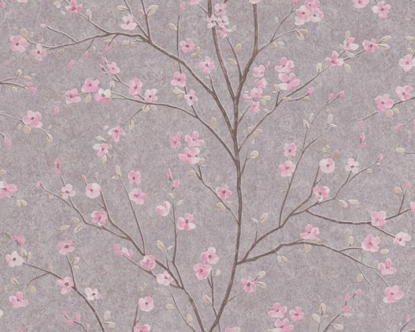 Livingwalls Wallpaper «Floral, Grey, Pink» 379122