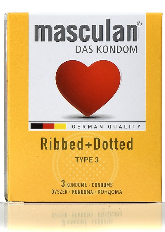 Masculan Ribbed Dotted kondomi pakovanje sa 3 kondoma