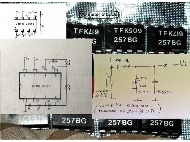 VU metar 5 Leds jedno IC U257B Tfk