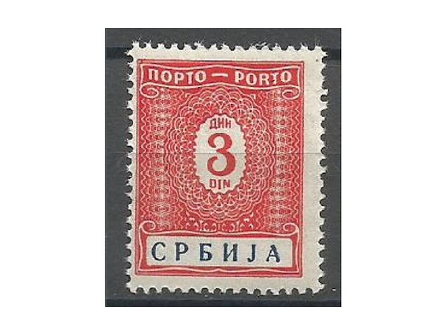 NO Srbije,Porto II 3 din 1942.,čisto