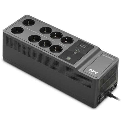 APC Back-UPS 400 Watts / 650VA, 230V, 1 USB charging port, (2) Schuko CEE 7 (Surge Protection), (6) Schuko CEE 7 (Battery Backup) | BE650G2-GR