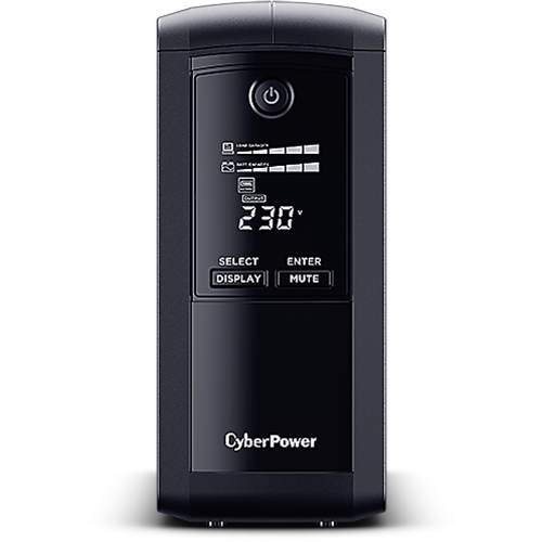 CyberPower Value Pro Series UPS 700VA / 390W, Automatic Voltage Regulator (AVR), LCD, Phone/Modem/DSL/Network Protection (1-in, 1-out), EMI, RFI, Surge and Lightning Spike Protection | VP700EILCD