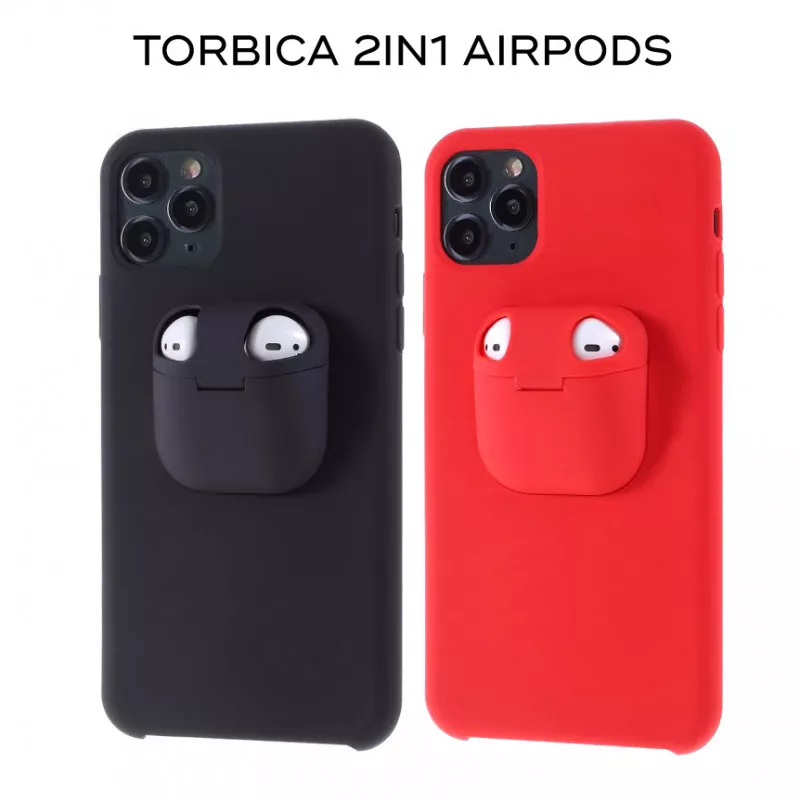 Maskica 2in1 airpods za iPhone 11 Pro Max 6.5 crna