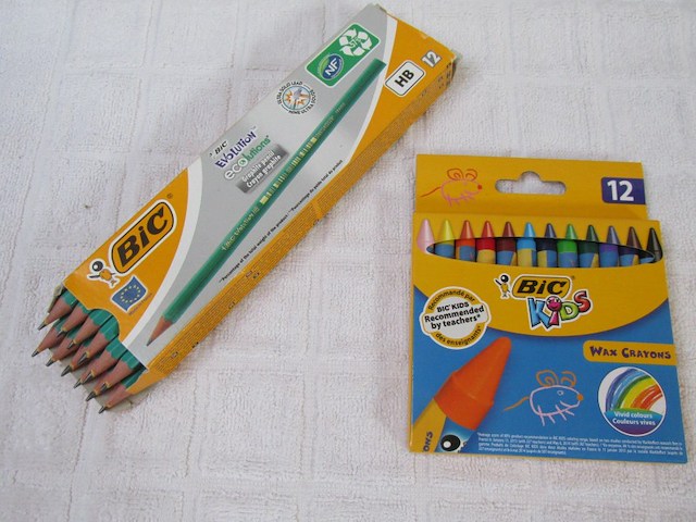 (N270.05) 12 voštane bojice i 12 grafitne olovke BIC
