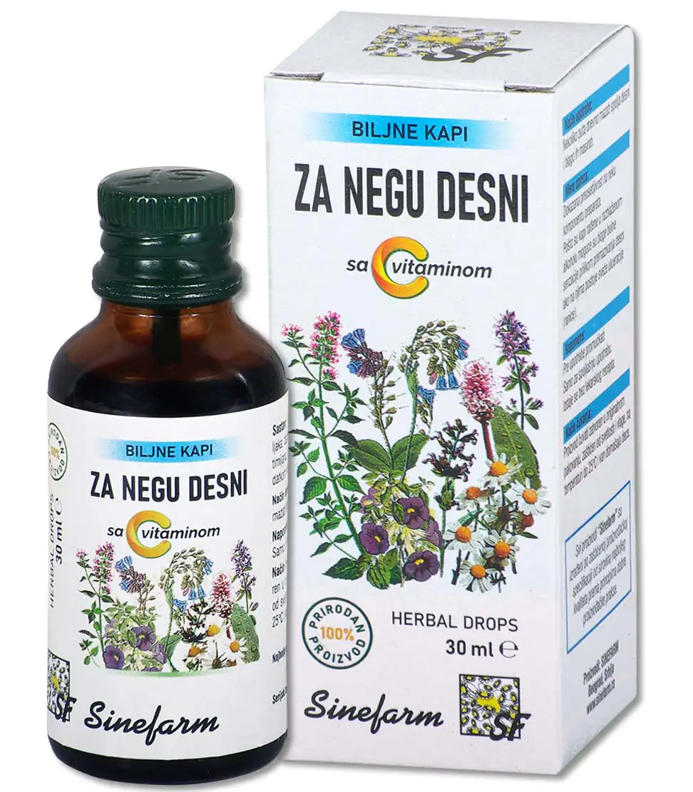 Kapi za negu desni sa C vitaminom
-30 ml-e