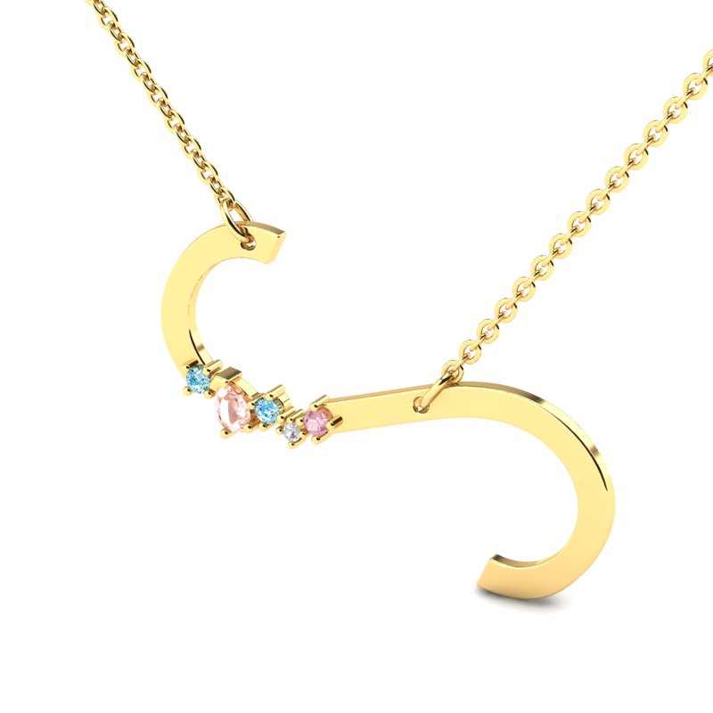 Zlatna ogrlica sa morganitom, akvamarinom i dijamantima Sibila