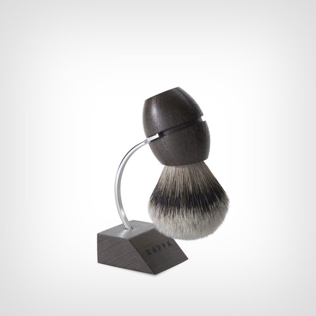 ACCA KAPPA SHAVING BRUSH WITH STAND – WENGE WOOD – PURE SILVER BADGER – ČETKA ZA BRIJANJE OD ČISTE DLAKE JAZAVCA SA STALKOM