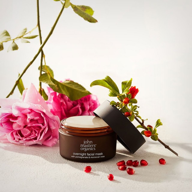 John Masters Organics Overnight Facial Mask with Pomegranate & Moroccan Rose 93g – Noćna maska za hidrataciju kože