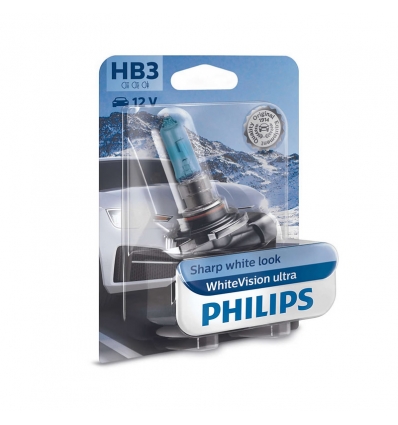 Auto sijalice PHILIPS HB3 12V 60W P20d - WhiteVision Ultra - 3700K i 60% više svetla - 9005WVUB1