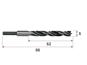 Burgija za drvo Spiralna Cr/Ni 5,0mm -drvo po DIN-u 7487