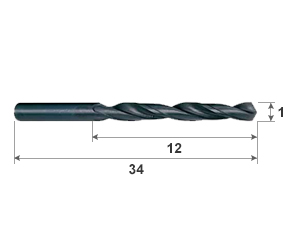 Burgija za metal HSS-standard Crna 1,0mm DIN 338 (10kom)