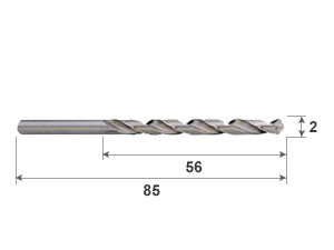 Burgija za metal HSS-br.produžena Siva 2,0mm DIN 340 (10kom)